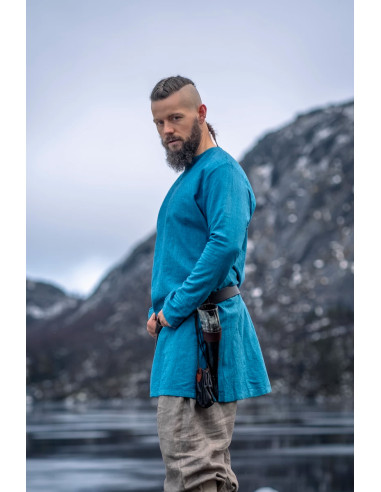 Viking linen tunic Ragnar model, blue color ⚔️ Medieval Shop