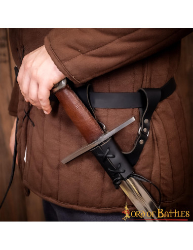 Medieval black leather baldric for left hand ⚔️ Medieval Shop