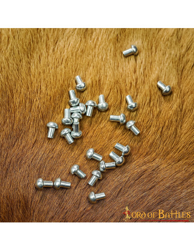 Pack of 100 mushroom head steel rivets for armor ⚔️ Medieval Shop