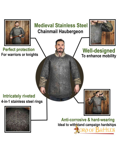 Haubergeon model stainless steel chain mail (9 mm.) ⚔️ Medieval Shop