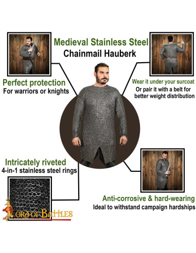 Stainless steel chain mail, riveted and riveted flat ring (9 mm.) ⚔️ ...