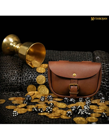 Simple brown leather medieval bag ⚔️ Medieval Shop