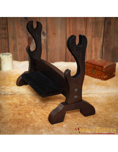 Two-tier wooden table stand for swords ⚔️ Medieval Shop