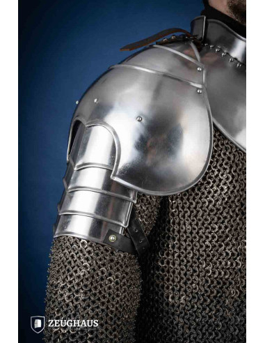 Pair of Medieval Knight shoulder pads, polished steel ⚔️ Medieval Shop