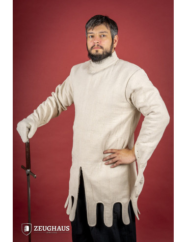 Light medieval gambeson with mittens, natural color ⚔️ Medieval Shop