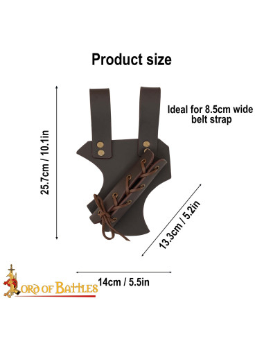 Adjustable leather baldric for swords and axes, brown ⚔️ Medieval Shop