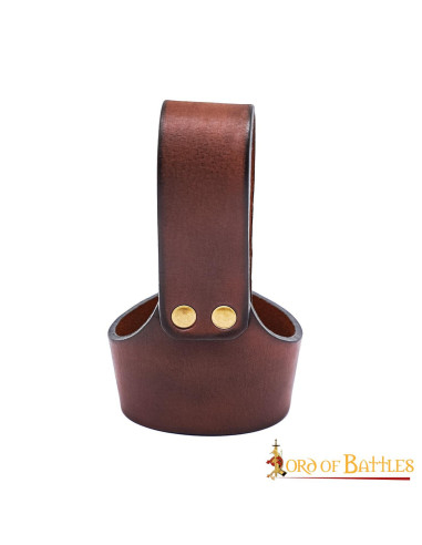 Medieval leather baldric for horns, brown ⚔️ Medieval Shop