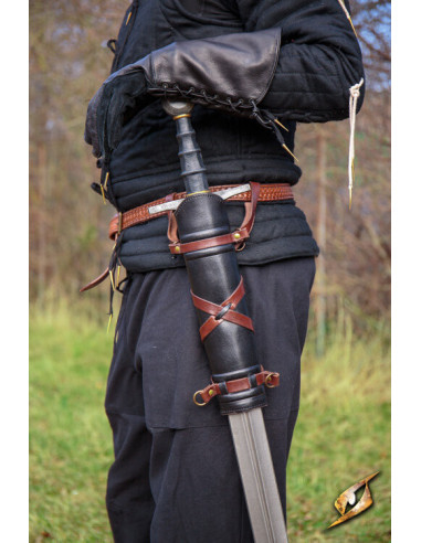 Baldric with medieval sword belt, black ⚔️ Medieval Shop
