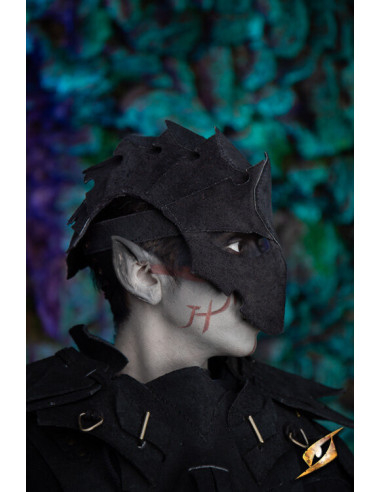 Assassin mask in suede leather, black ⚔️ Medieval Shop