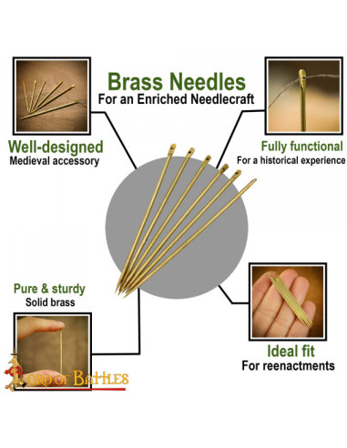 Pack of 5 solid brass medieval needles (4 cm.) ⚔️ Medieval Shop
