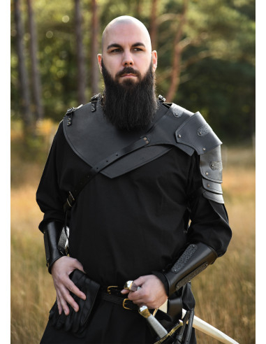 Medieval Leather Shoulder Pad Model Balor, Black ⚔️ Medieval Shop