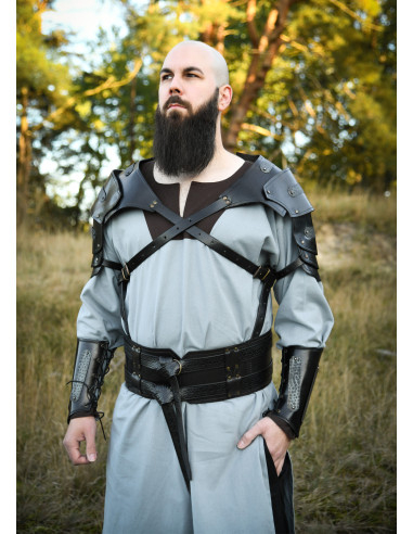 Medieval Leather Shoulder Pad Model Balor, Black ⚔️ Medieval Shop