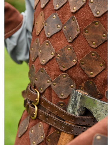 Medieval leather tunic model Vidar, brown color ⚔️ Medieval Shop