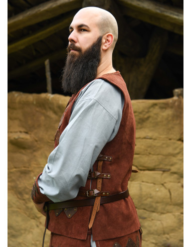 Medieval leather tunic model Vidar, brown color ⚔️ Medieval Shop