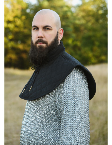 Medieval padded gorget made of cotton, black ⚔️ Medieval Shop