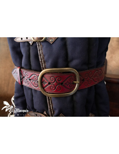 Noble Renaissance Belt in Leather - Red ⚔️ Medieval Shop