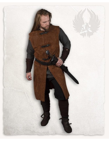 Medieval tabard in suede model Bowen, brown ⚔️ Medieval Shop