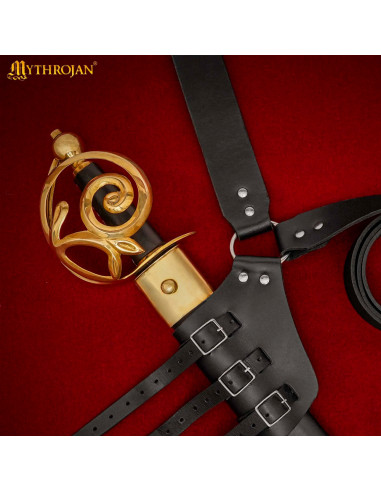 Medieval black leather hanger for sword, left hand ⚔️ Medieval Shop