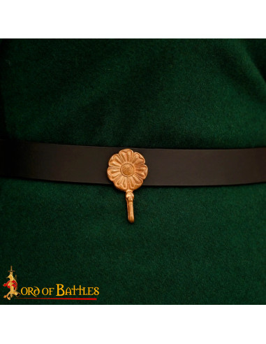 Saxon Medieval Belt with Bronze King Buckle, Black Leather ⚔️ Medieval Shop
